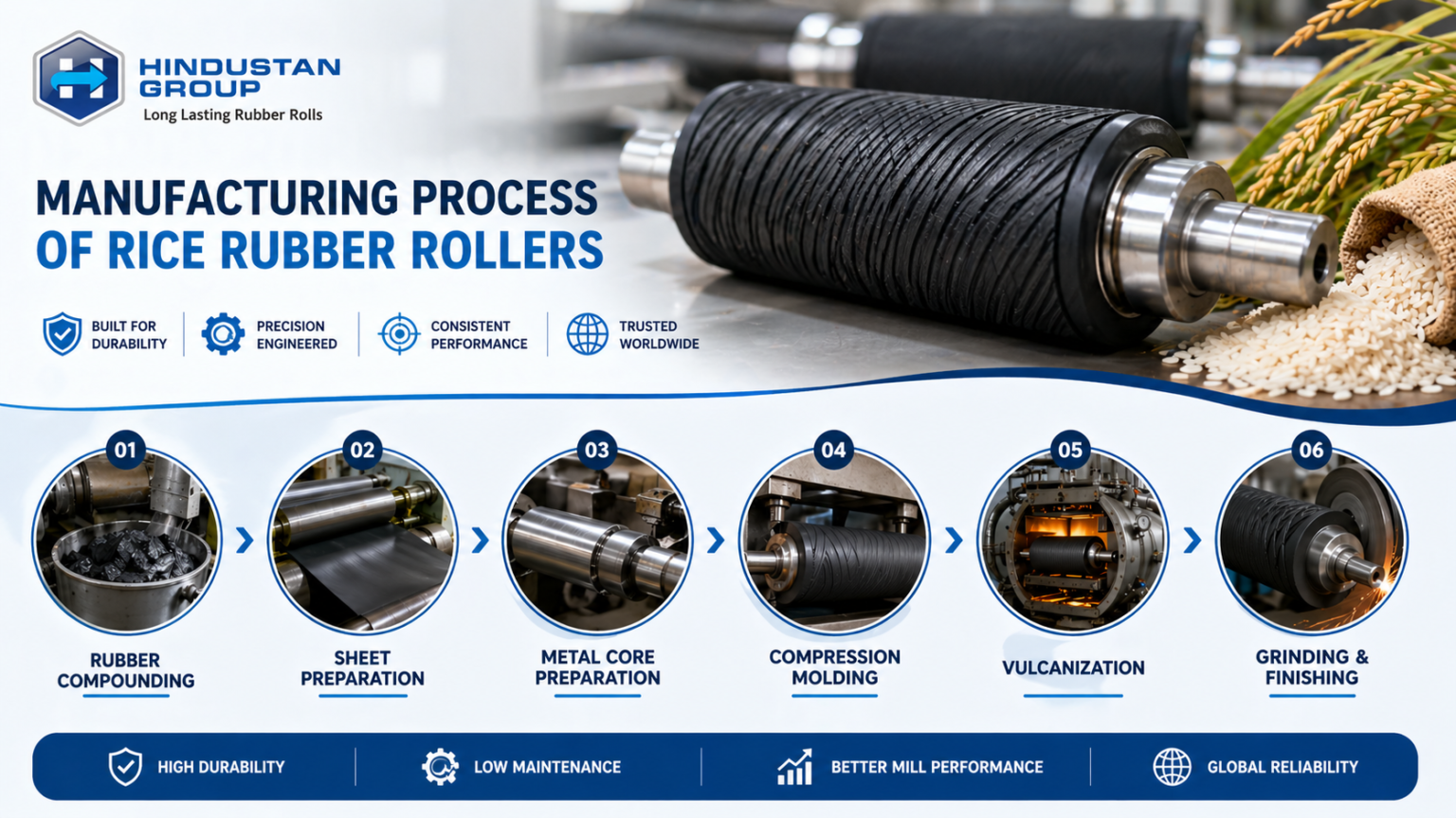 Manufacturing Process of Rice Rubber Rollers | Hindustan Group